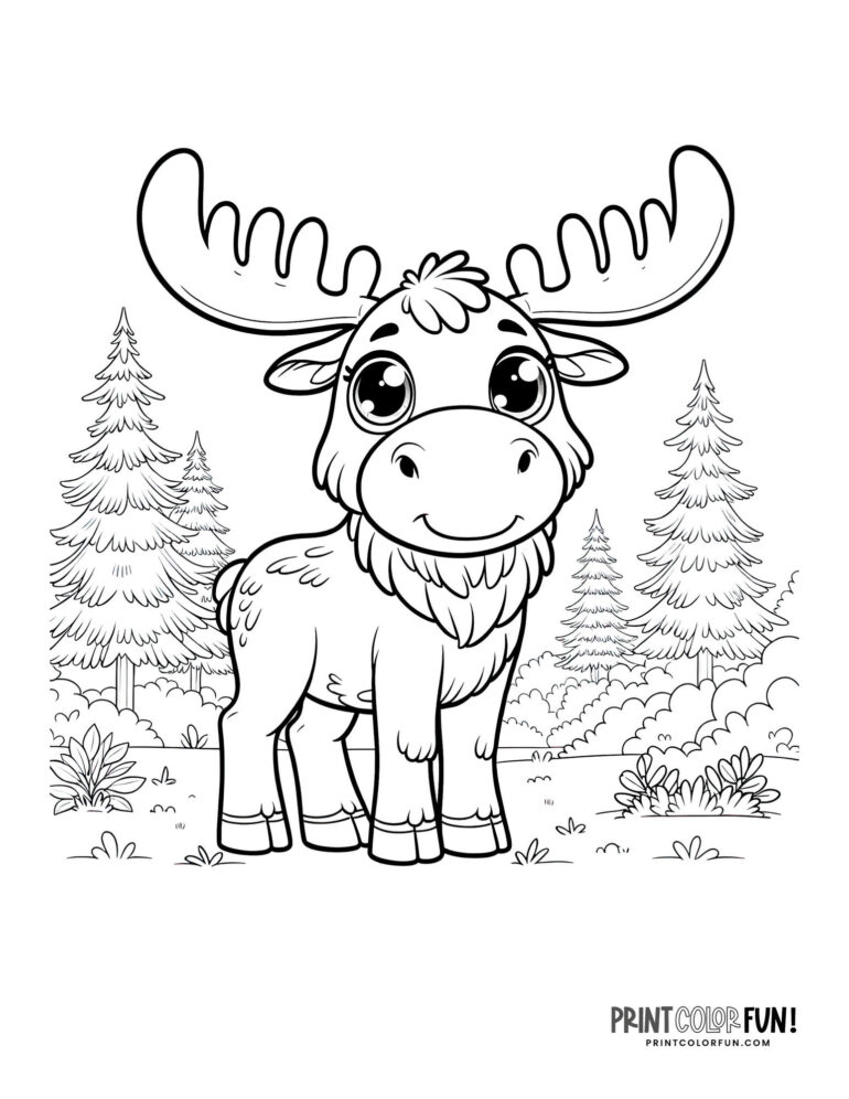 12+ Moose clipart & coloring pages, plus 10 engaging craft and learning ...