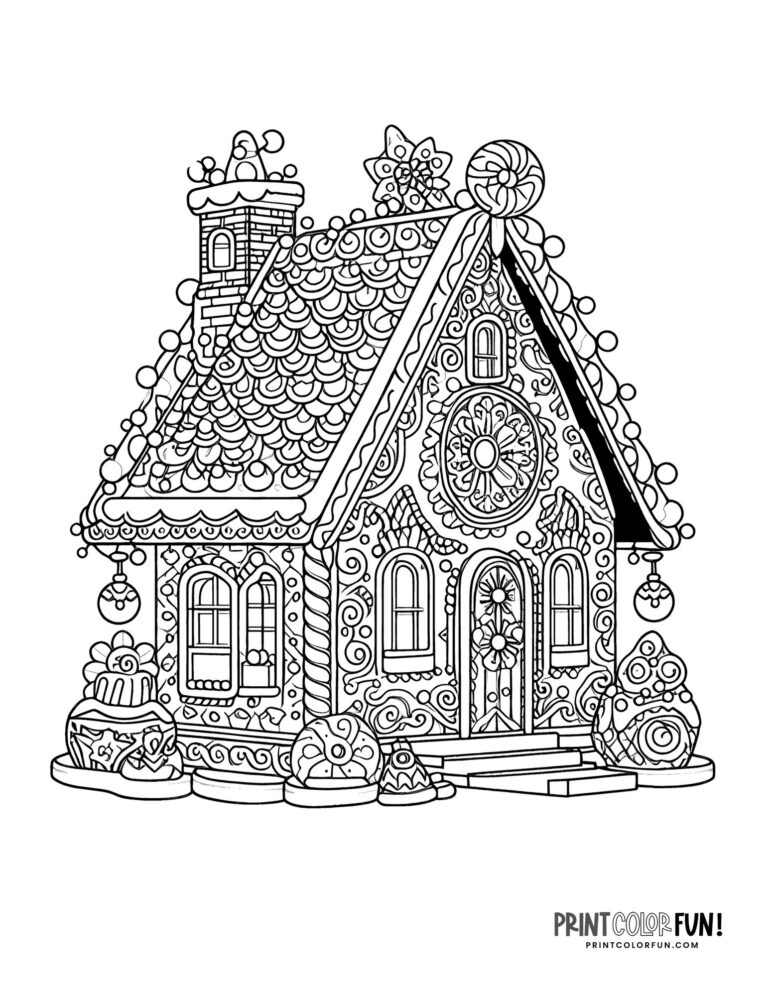 23 sweet & fun gingerbread house coloring pages for kids, at ...