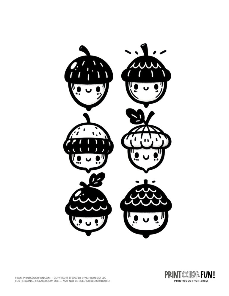 20+ Printable acorn clipart & coloring pages, plus crafts, fun facts ...