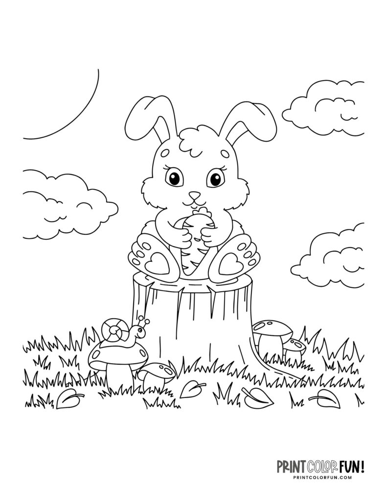 26 cute Easter bunny coloring pages, at PrintColorFun.com