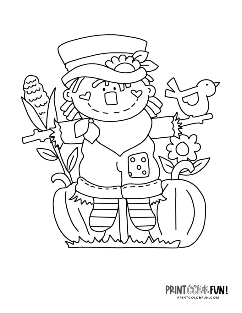 14 scarecrow coloring pages + crafts & learning activities to unlock ...