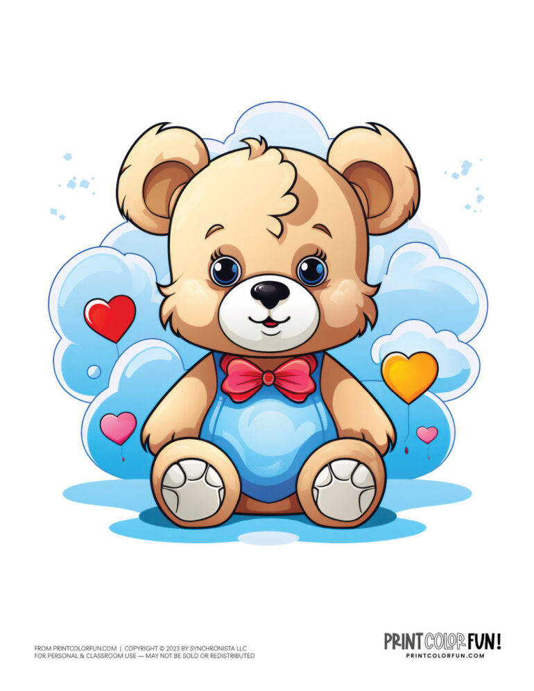 Teddy bear clipart charm, plus coloring pages and 10 easy crafts ...