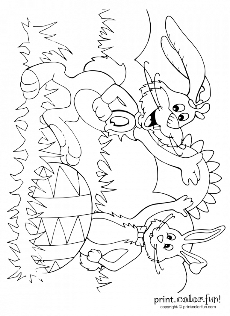 26 cute Easter bunny coloring pages, at PrintColorFun.com