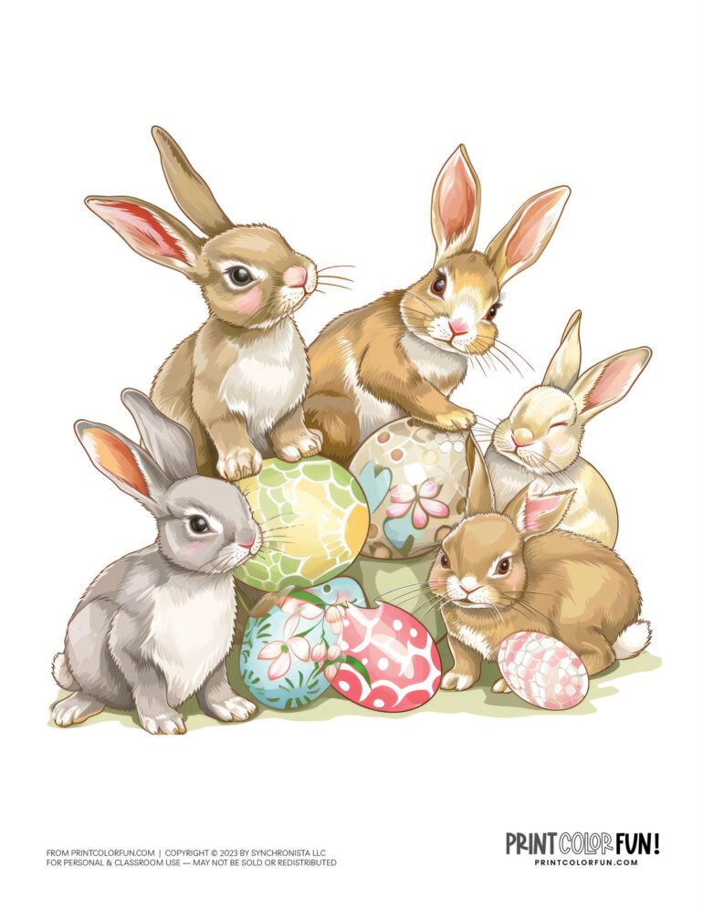 60+ cute Easter bunny clipart & coloring pages, plus fun holiday facts ...