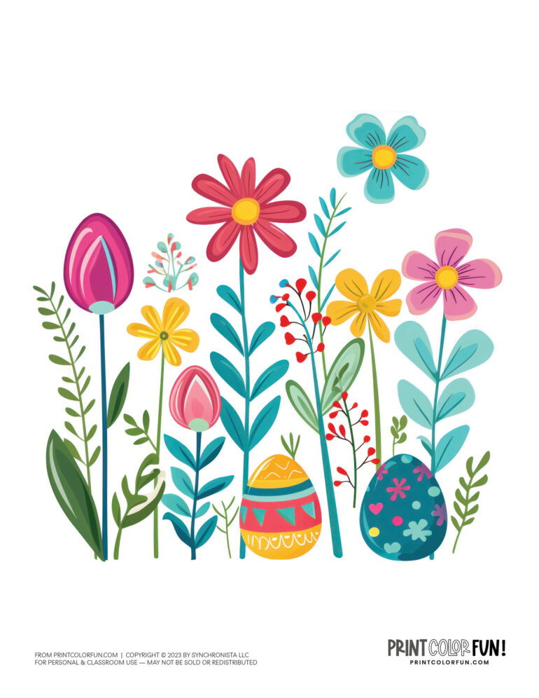 Easter flower coloring pages & clipart, at PrintColorFun.com