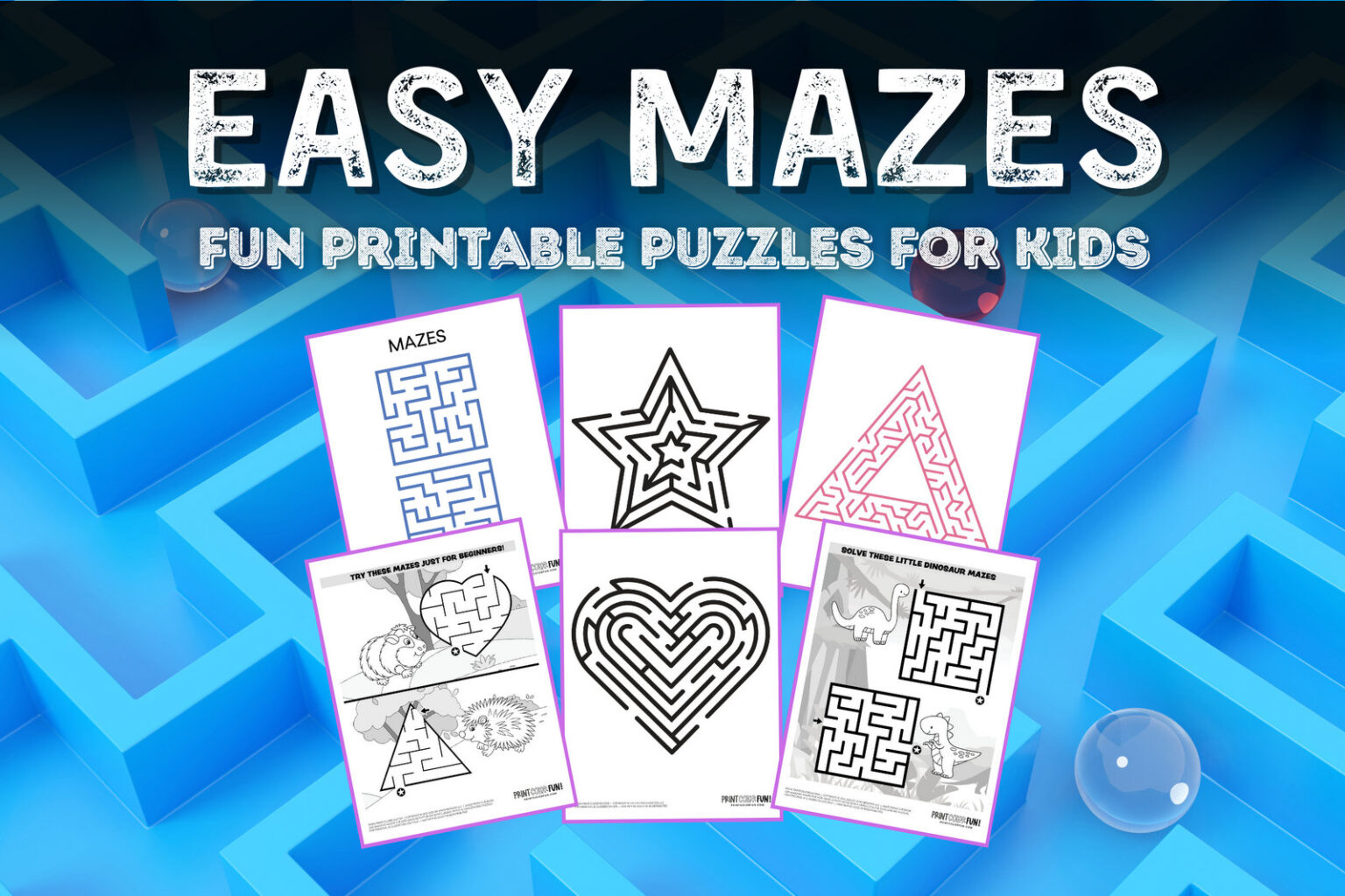 Easy mazes for kids: 16 beginner puzzles for littles, at PrintColorFun.com