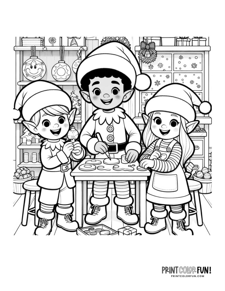 20 cute Christmas elves: Santa's elves clipart & coloring pages direct ...