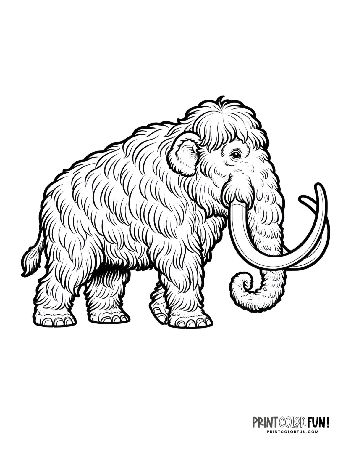 Woolly mammoth coloring pages & fun facts, at PrintColorFun.com