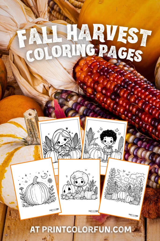 Free fall harvest coloring pages: 22 autumn pumpkin patches, hay rides ...