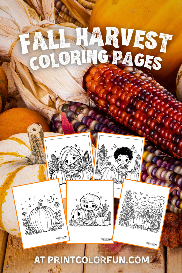 Free fall harvest coloring pages: 22 autumn pumpkin patches, hay rides ...