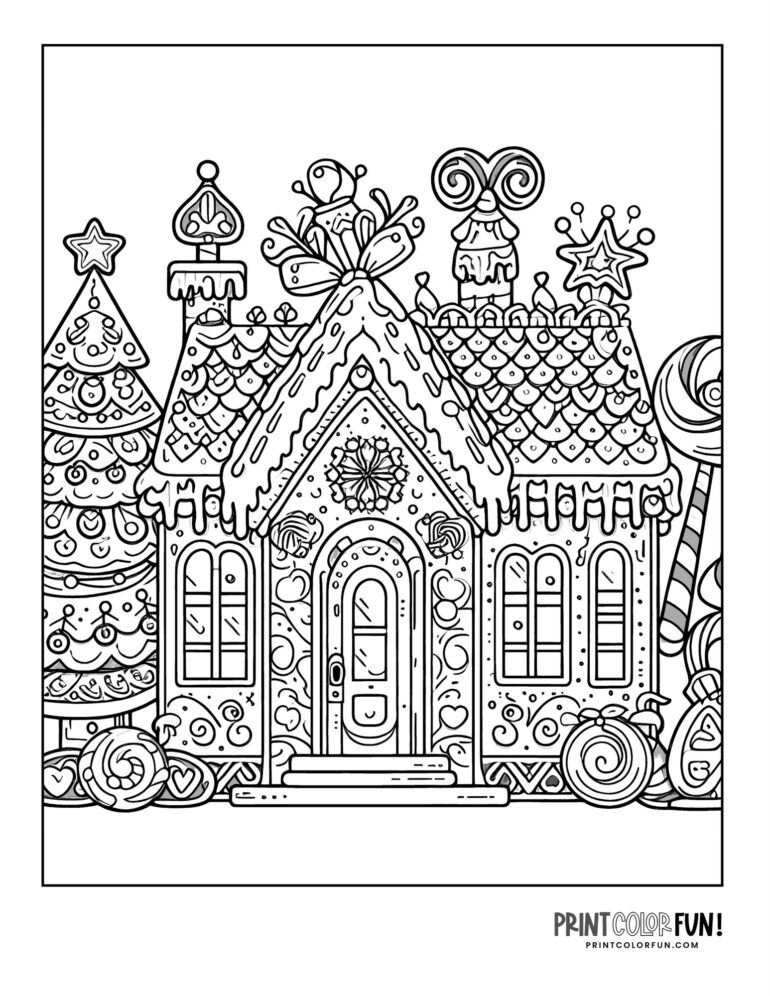 23 sweet & fun gingerbread house coloring pages for kids, at ...