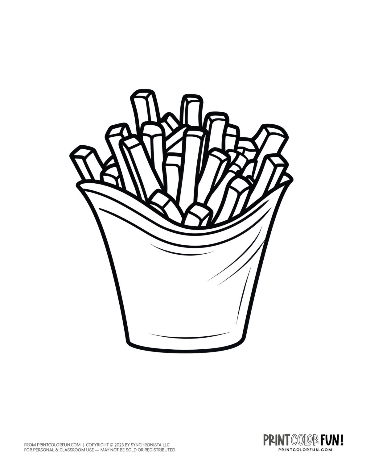 16 French fries clipart & coloring pages for delicious food learning ...