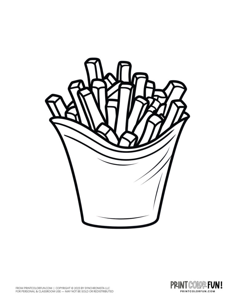 16 French fries clipart & coloring pages for delicious food learning ...