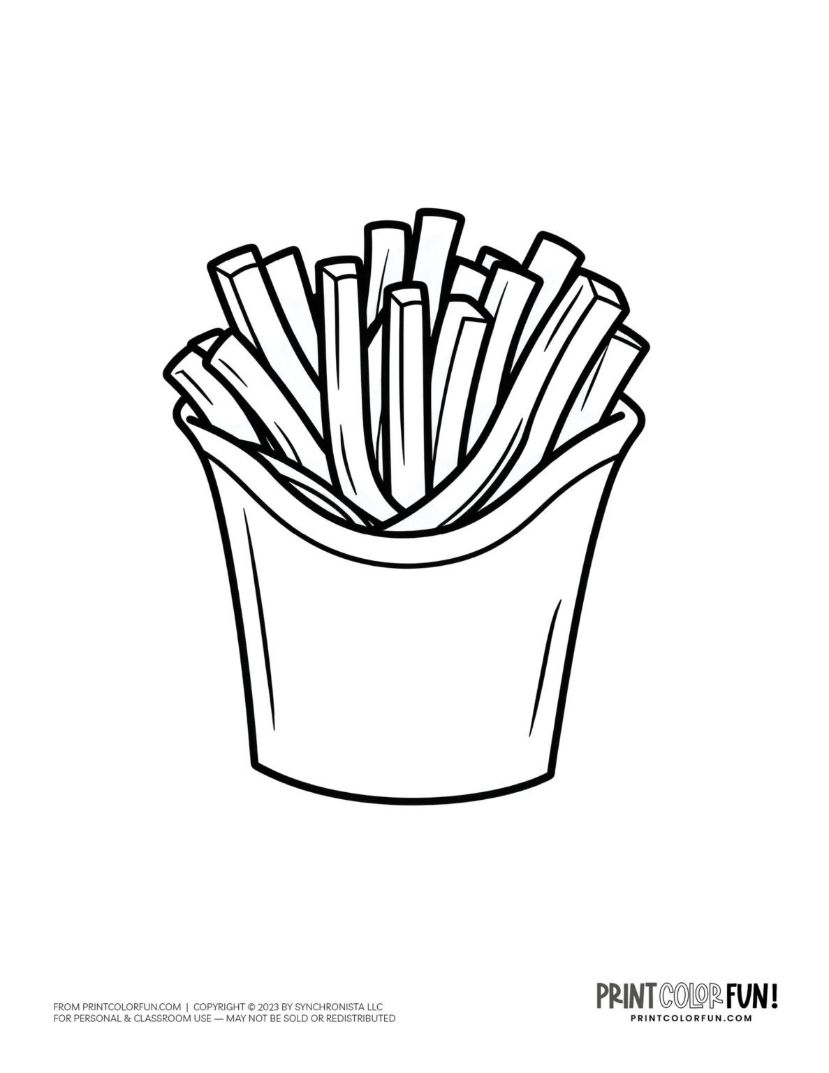 16 French fries clipart & coloring pages for delicious food learning ...