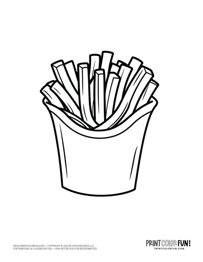 16 French fries clipart & coloring pages for delicious food learning ...