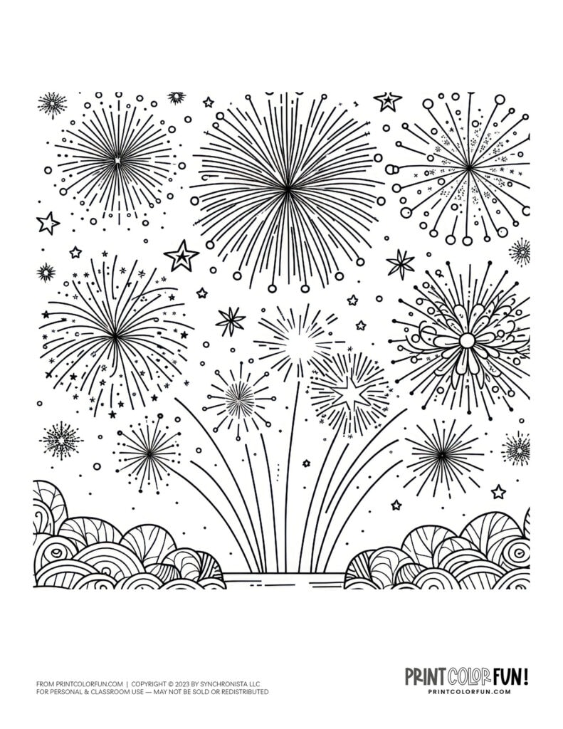 15+ Fireworks clipart and coloring pages: Celebrate with free ...