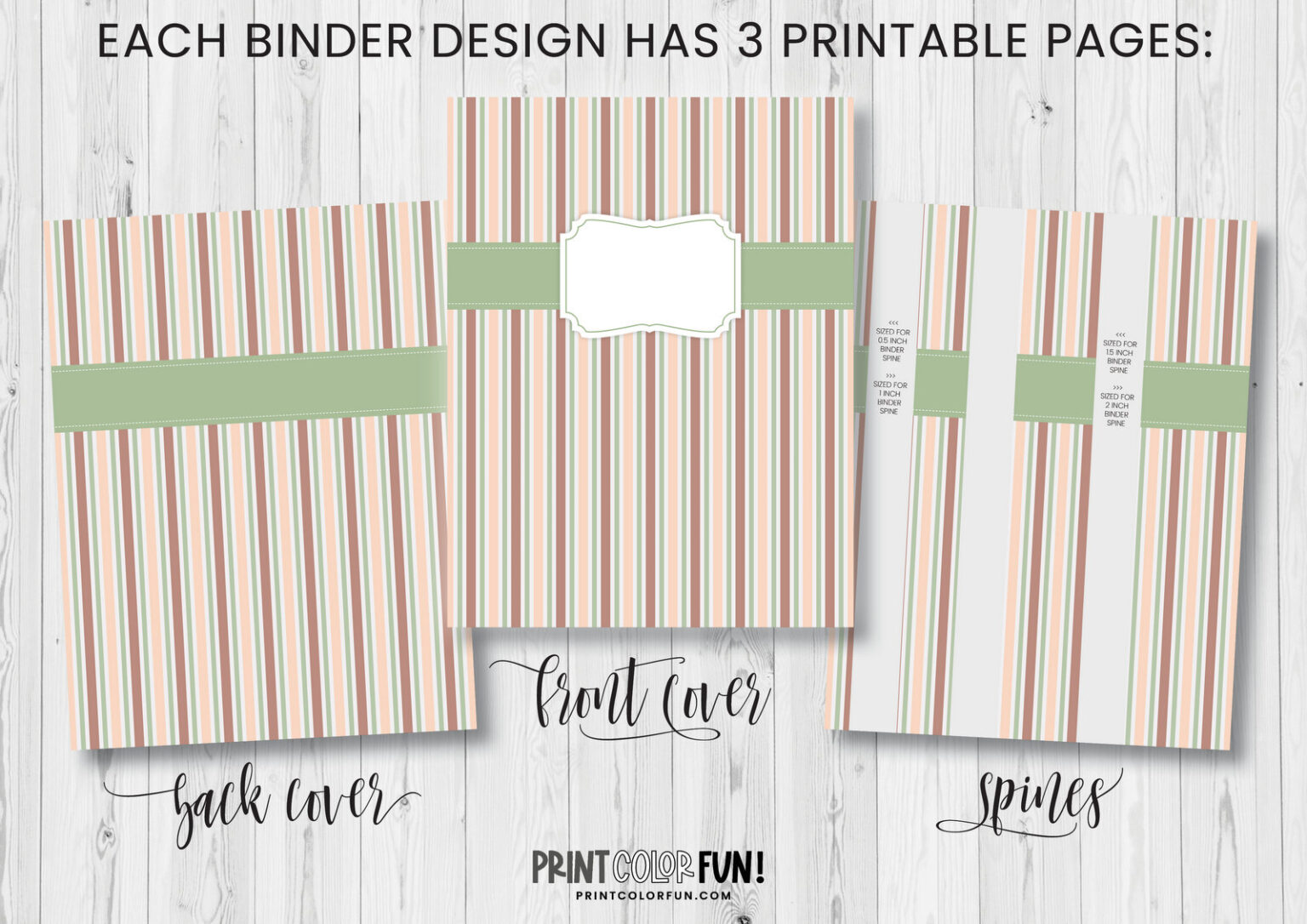 Printable binder covers: 12 free colorful sets with matching front ...
