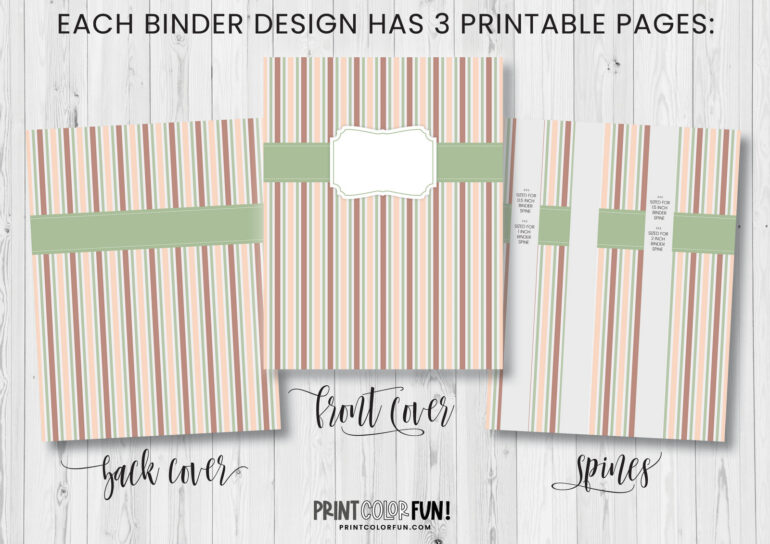 Printable binder covers: 12 free colorful sets with matching front ...