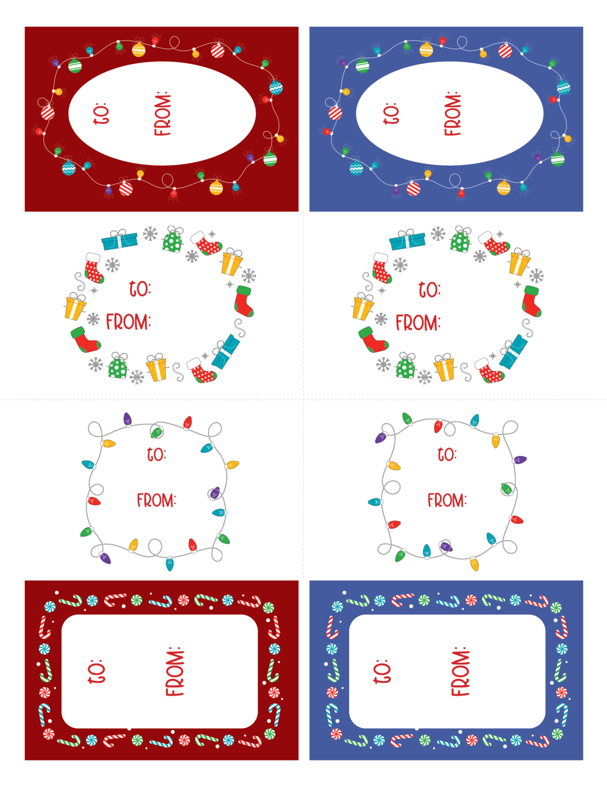 Free printable Christmas gift tags: 20+ sets of full-color holiday card ...