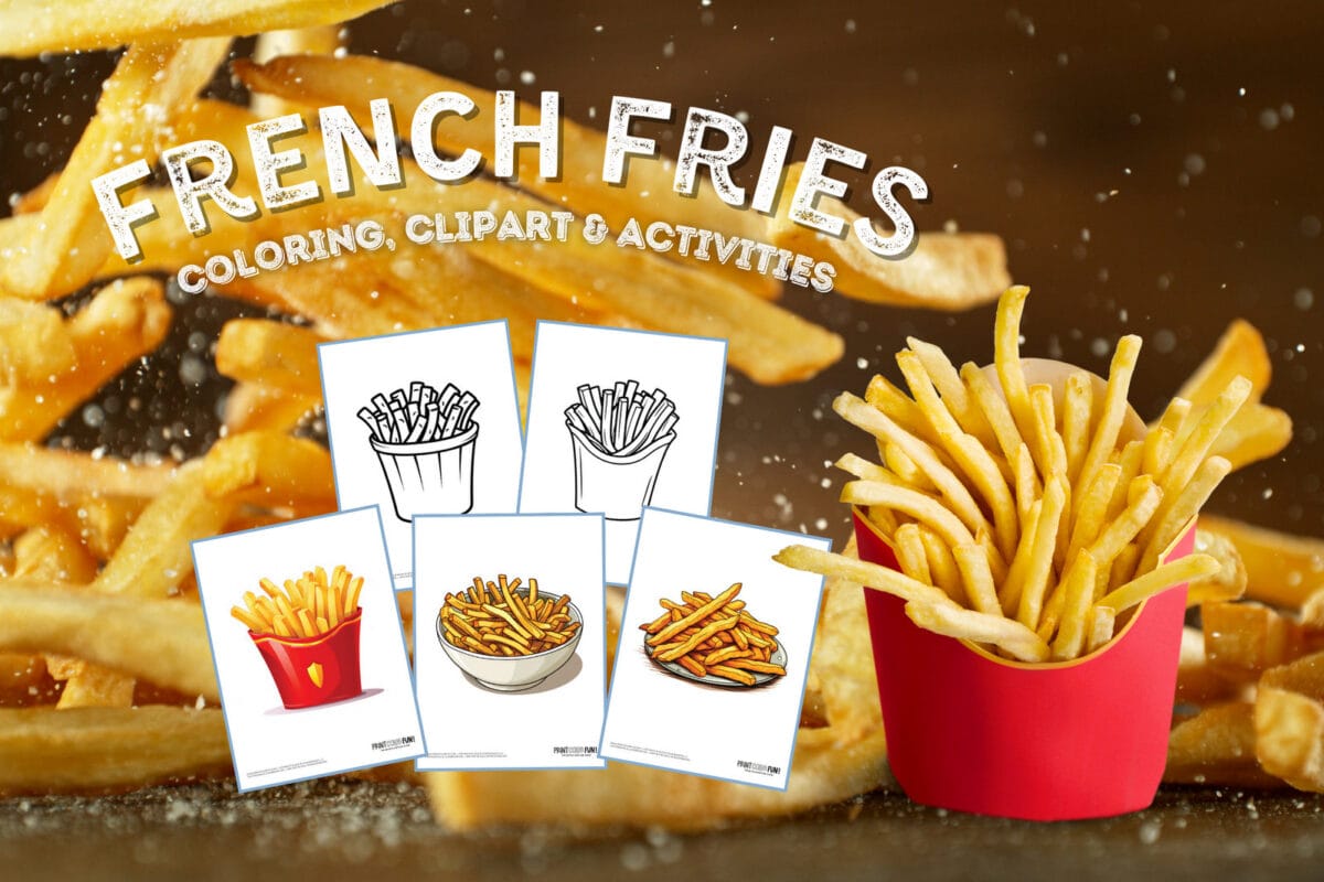 16 French fries clipart & coloring pages for delicious food learning ...