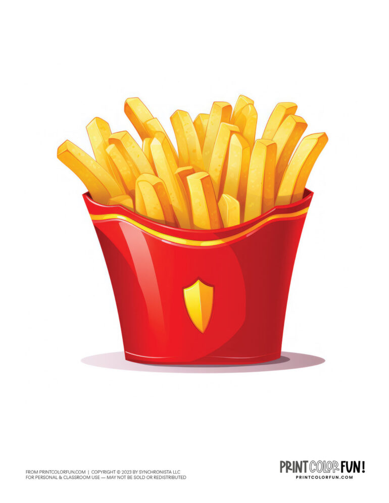 16 French fries clipart & coloring pages for delicious food learning ...