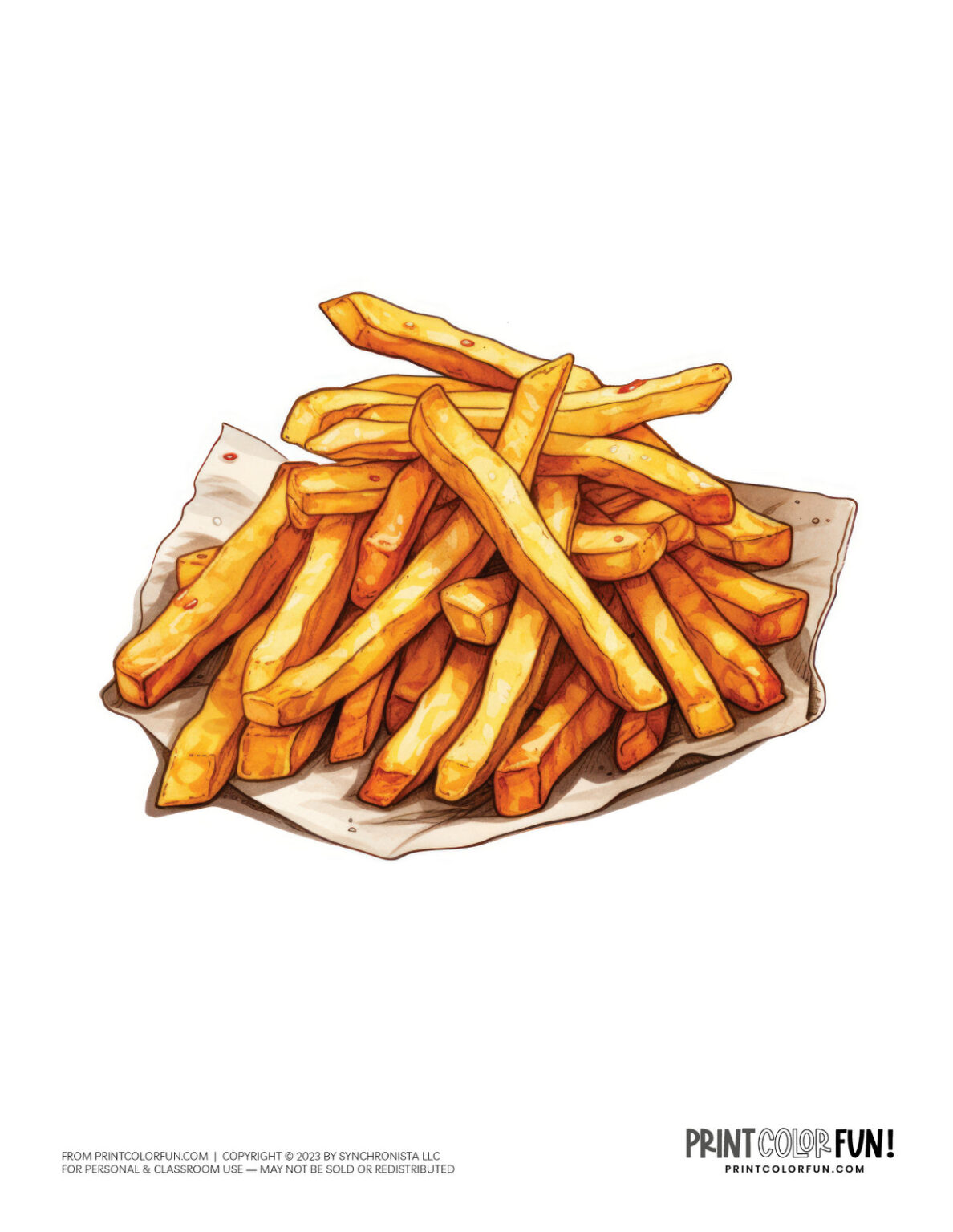 16 French fries clipart & coloring pages for delicious food learning ...