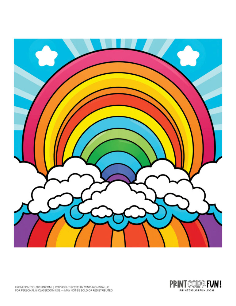 Rainbow clipart & coloring page magic + 10 colorful craft & learning ...