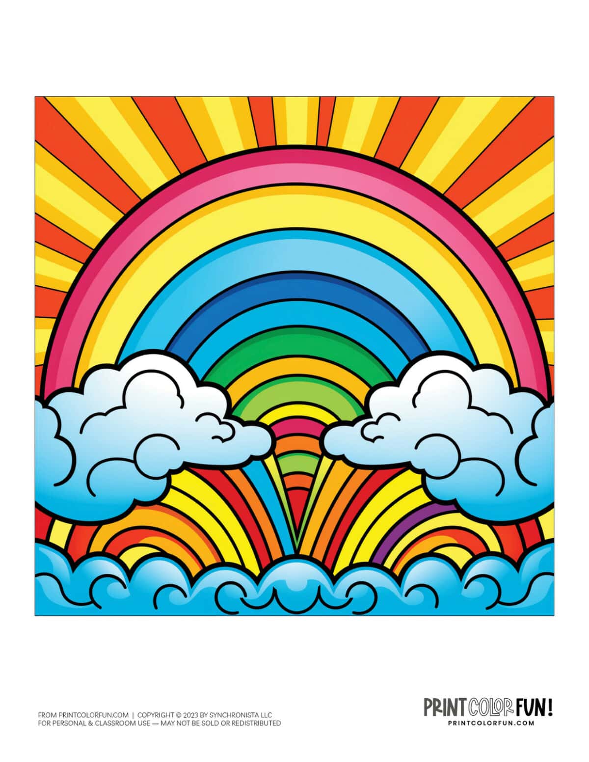 Rainbow clipart & coloring page magic + 10 colorful craft & learning ...