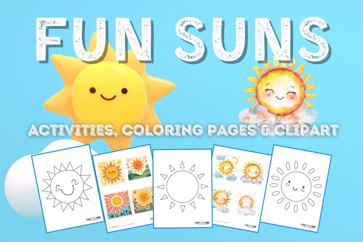 24 fun sun clipart plus cute sun printable coloring pages for crafts ...