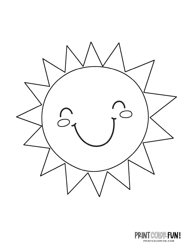 24 fun sun coloring pages, at PrintColorFun.com