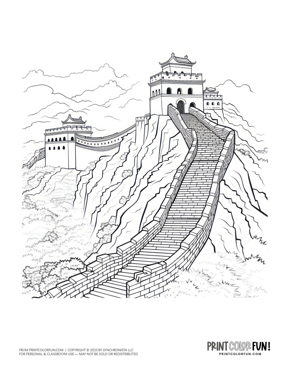 Maps of China, the Chinese flag, Great Wall of China coloring pages ...