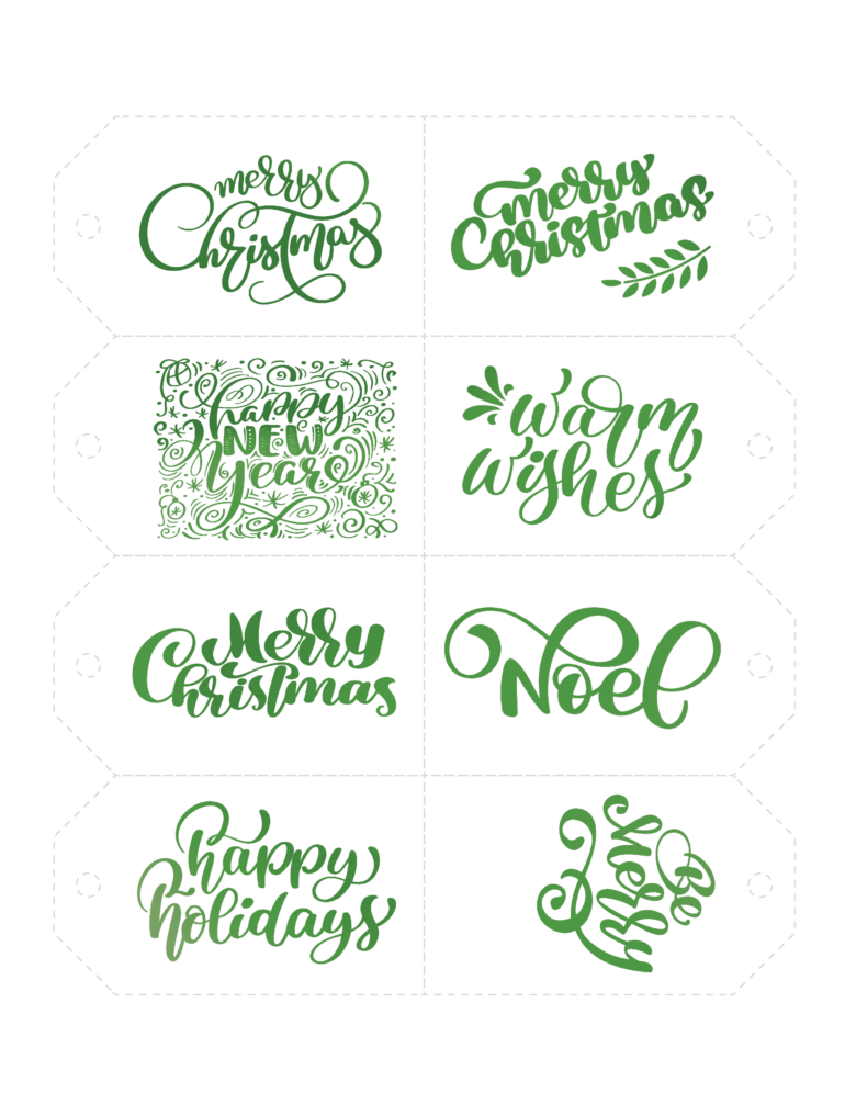 Free printable Christmas gift tags: 20+ sets of full-color holiday card ...