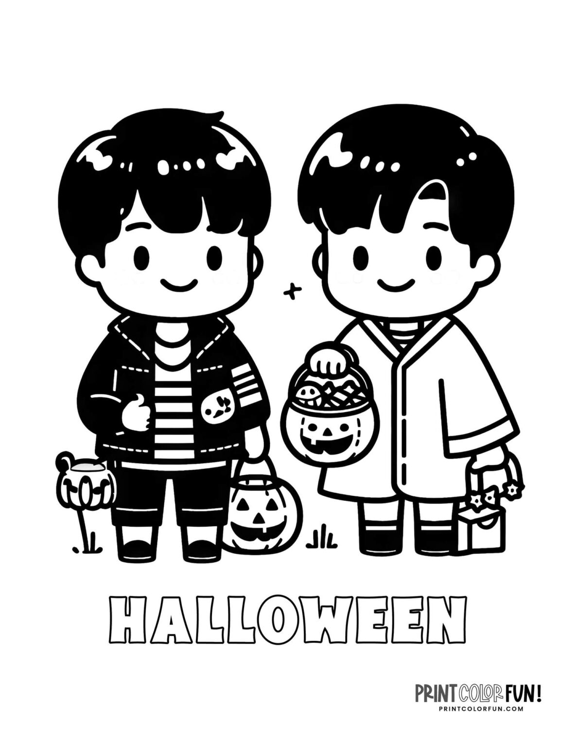 11 cute & friendly trick or treat coloring pages for Halloween fun, at ...