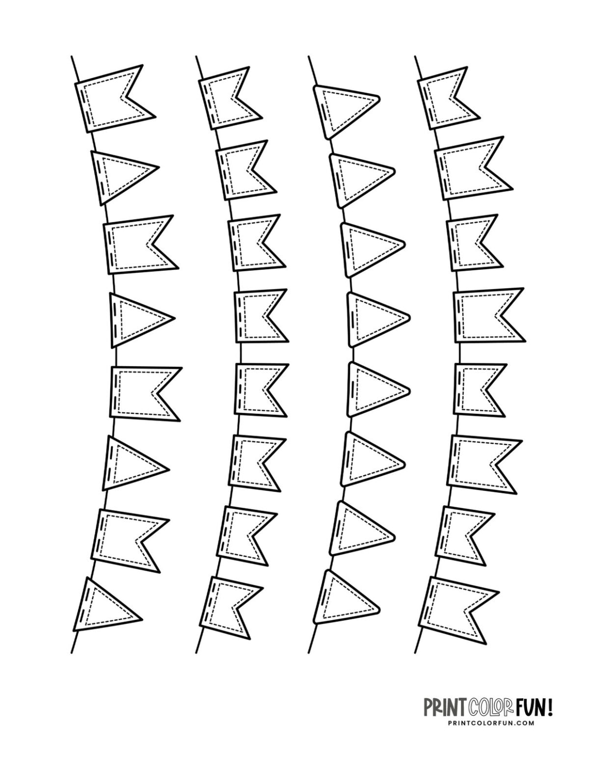 Free triangle flag clipart & pennant banners: 24 printable designs plus ...