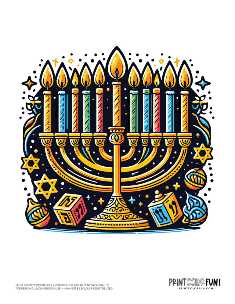 21 Hanukkah coloring pages & menorah clipart, plus info about this ...