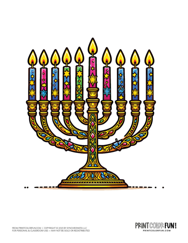 21 Hanukkah coloring pages & menorah clipart, plus info about this ...