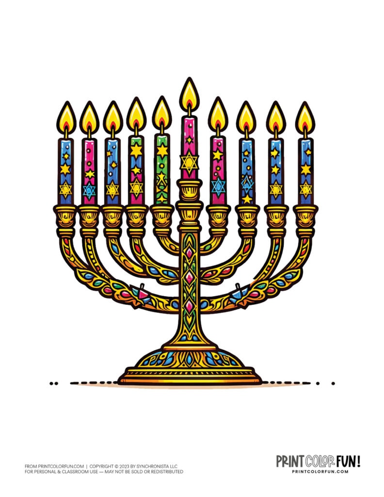 21 Hanukkah coloring pages & menorah clipart, plus info about this ...