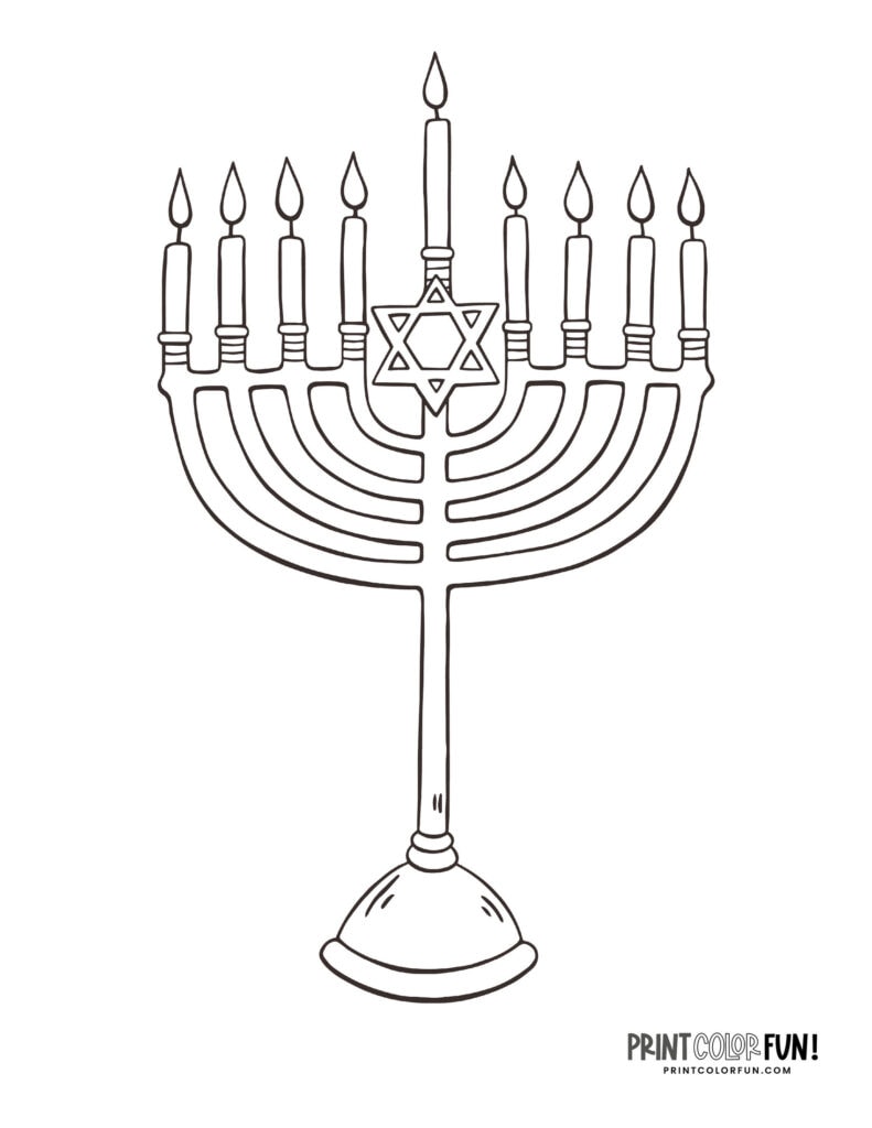 21 Hanukkah coloring pages & menorah clipart, plus info about this ...