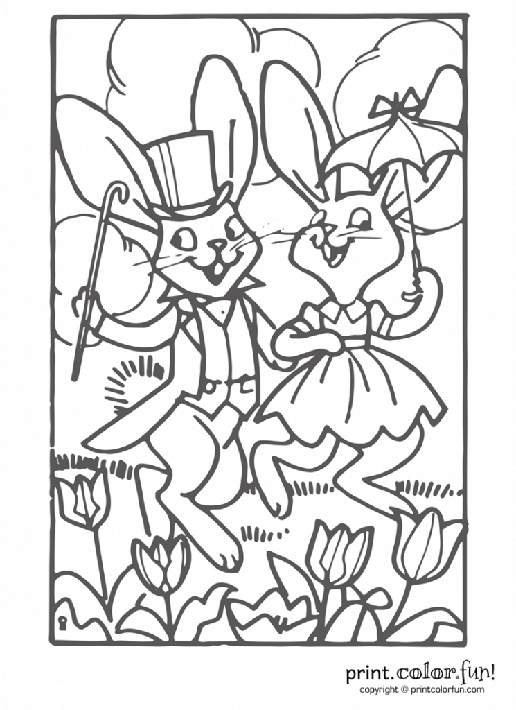 26 cute Easter bunny coloring pages, at PrintColorFun.com