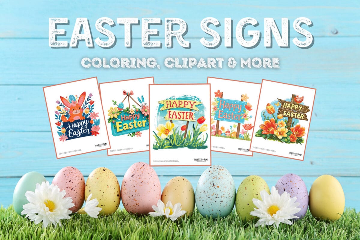 8 Happy Easter clipart signs: Colorful & cute printable holiday decor ...
