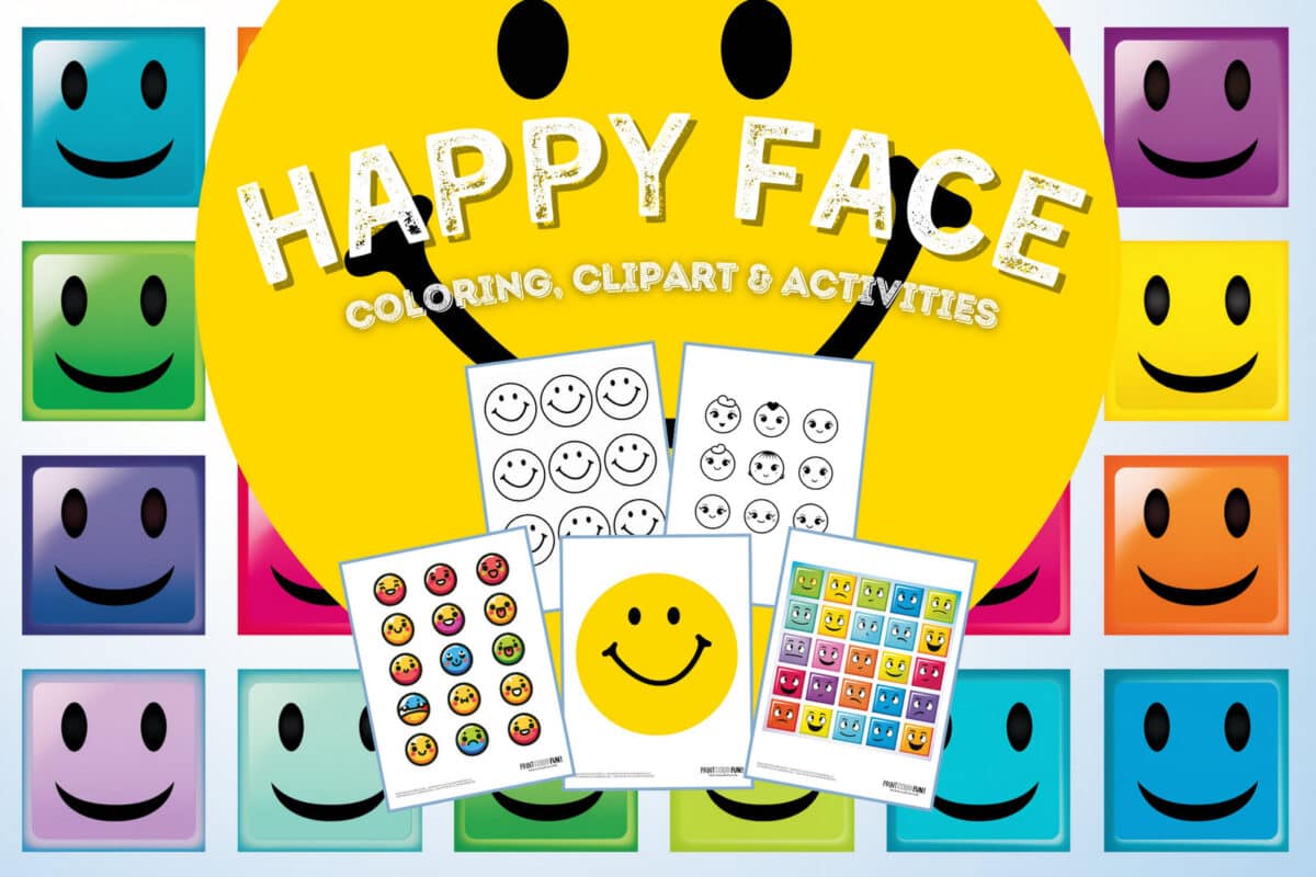 15+ Happy face clipart & cute smiley coloring pages + crafts and ...