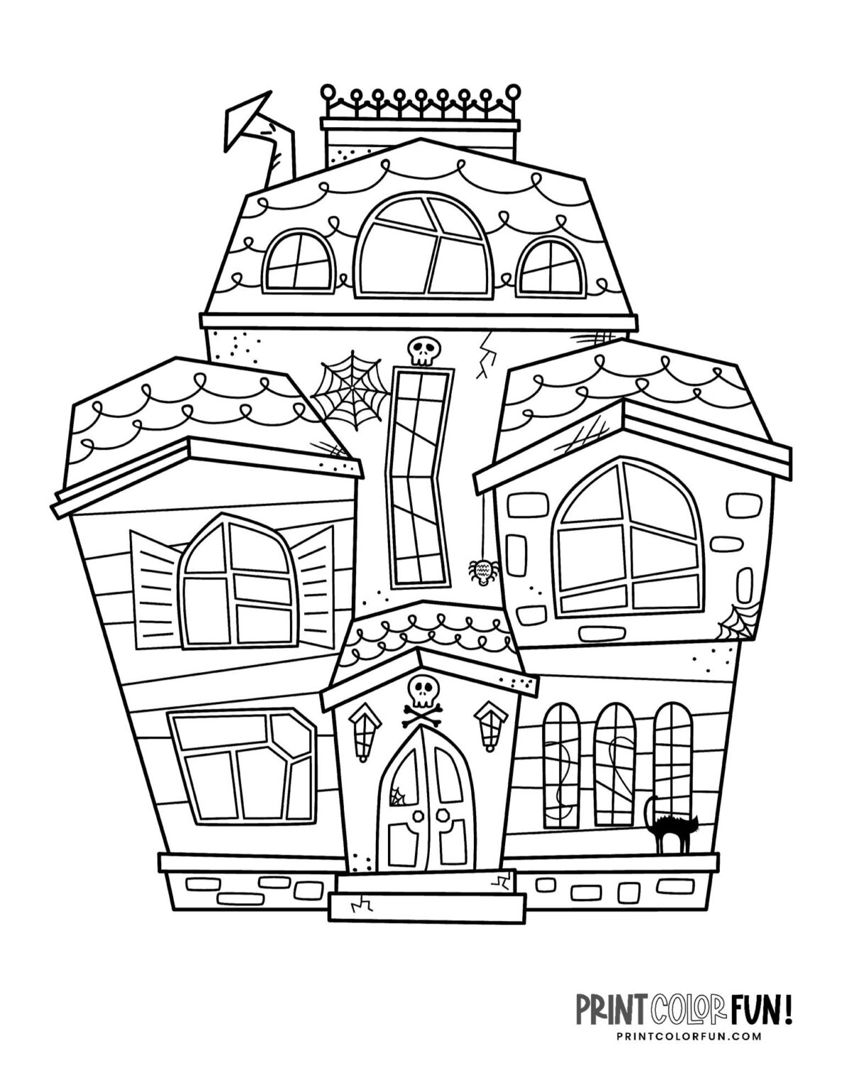 15 haunted house coloring pages + easy craft activities for Halloween ...