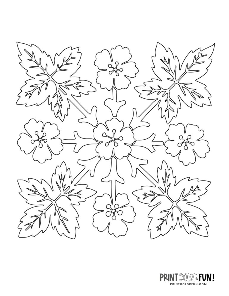Free Hawaiian quilt patterns to applique or stencil, at PrintColorFun.com