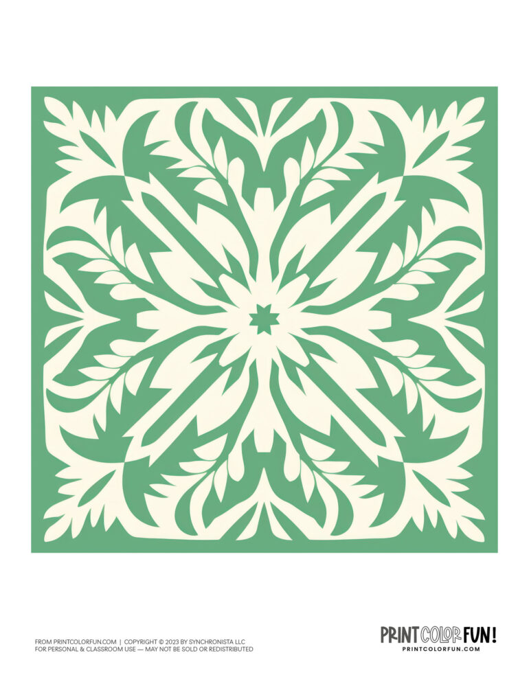 Free Hawaiian quilt patterns to applique or stencil, at PrintColorFun.com