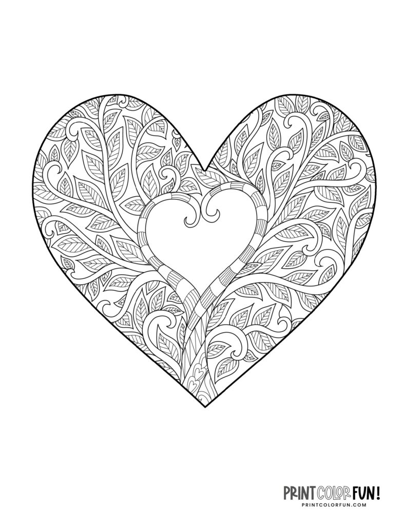 15 zen doodle heart coloring pages coloring page - Print. Color. Fun!