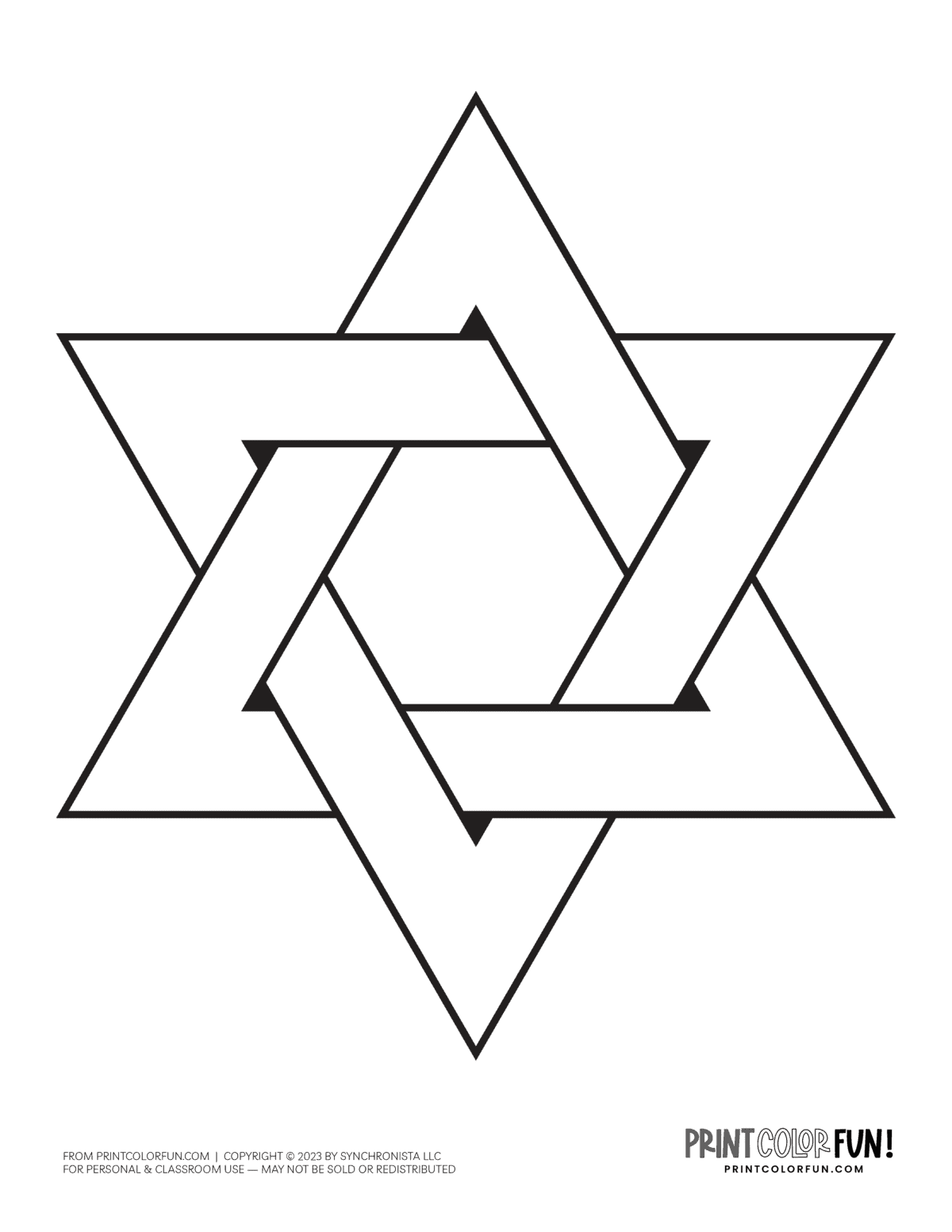 21 Star of David clipart pages for creative learning, at PrintColorFun.com