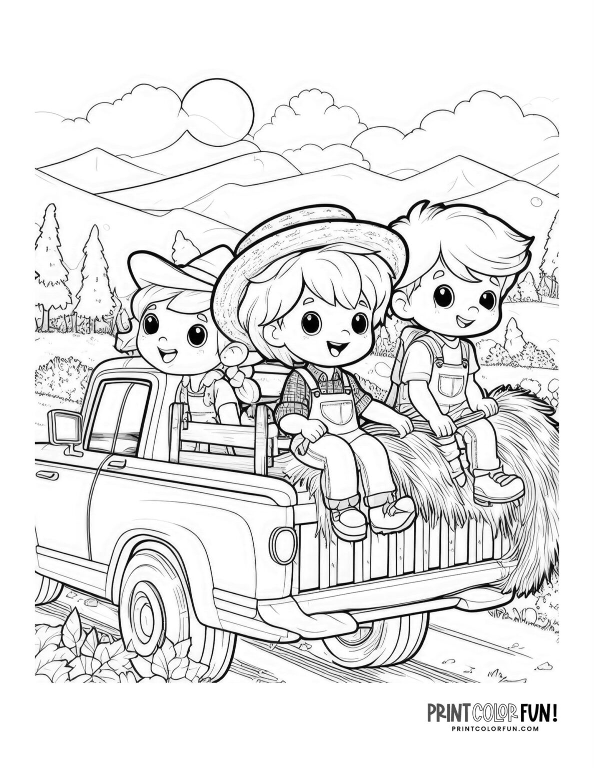Free fall harvest coloring pages: 22 autumn pumpkin patches, hay rides ...