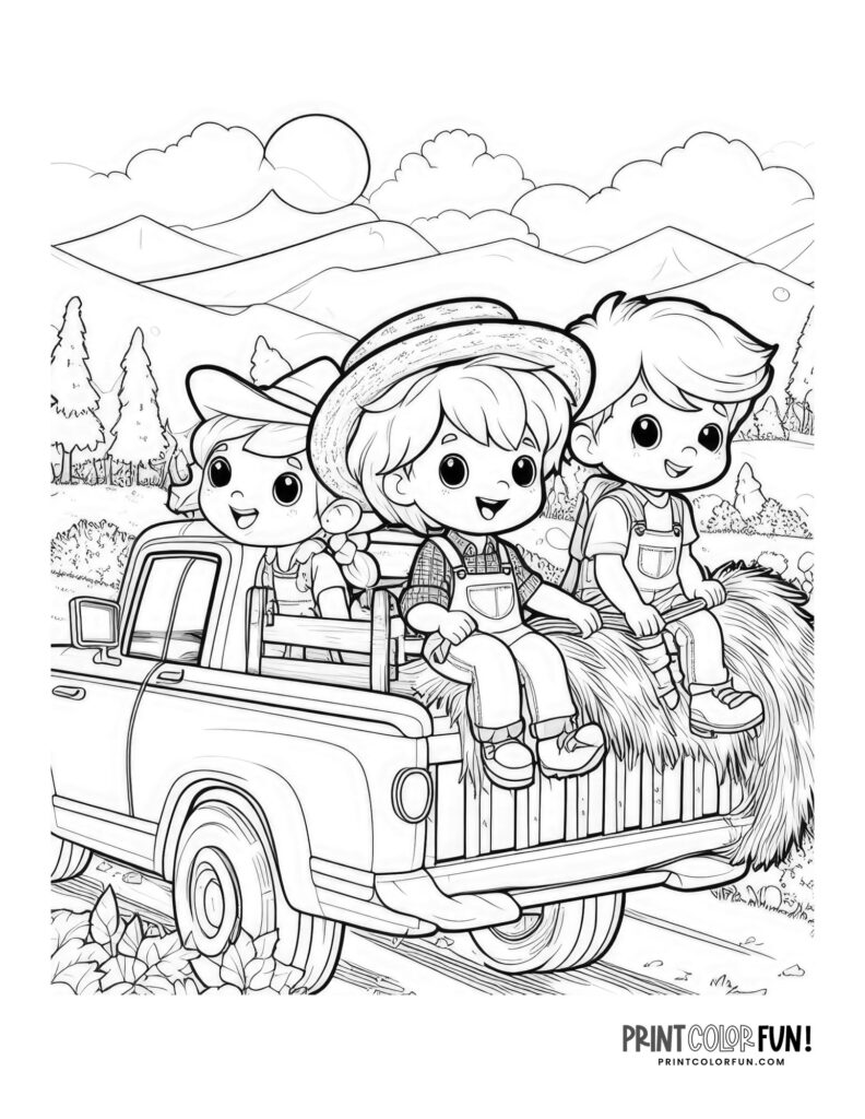 Free fall harvest coloring pages: 22 autumn pumpkin patches, hay rides ...
