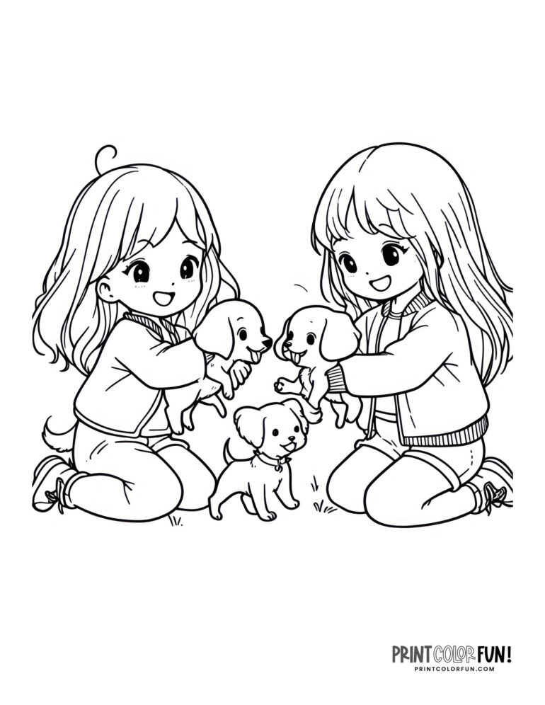 31 cute puppy coloring pages & free color clipart, at PrintColorFun.com