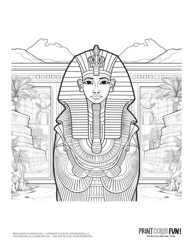 King Tut coloring pages: Ancient Egypt's King Tutankhamun, at ...